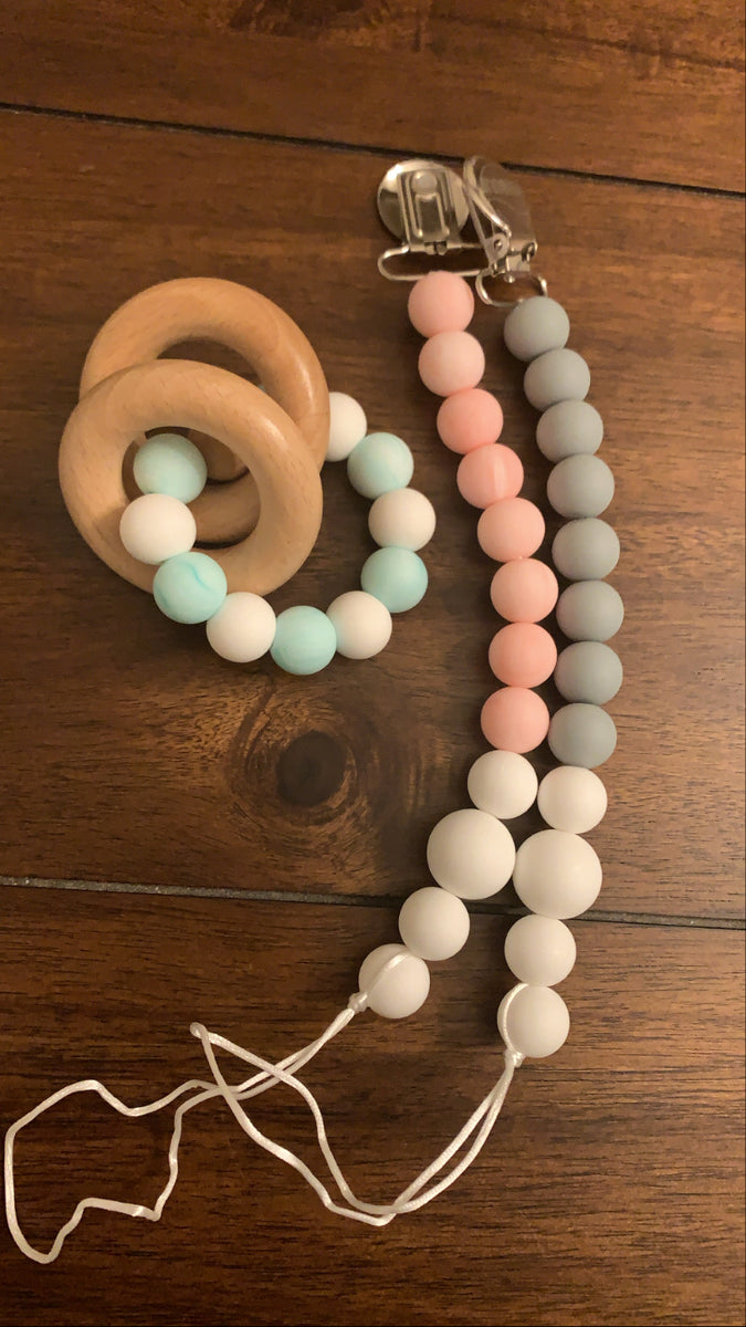 Paci clip or teether – Tie Dyed by Maya